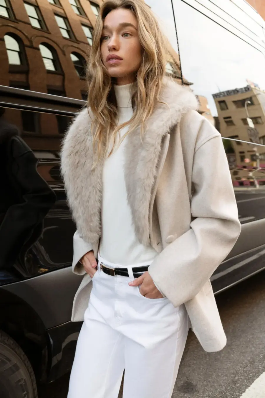 SOFT COAT WITH FAUX FUR COLLAR – American Store