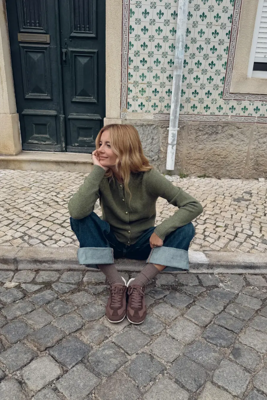 CARDIGAN WITH BALL-SHAPED BUTTONS – American Store